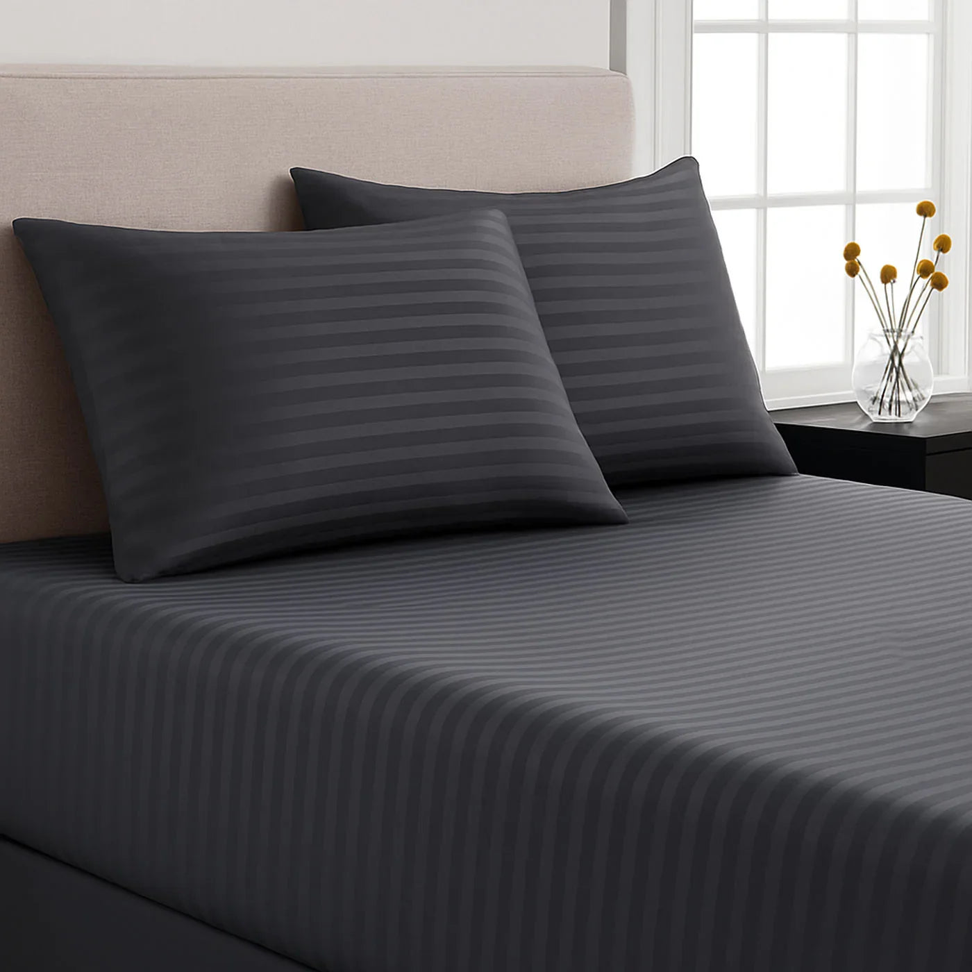 All Season Fitted Sheet Set - Subtle Stripes | 100% Microfiber – Rezlan ...